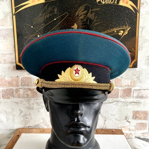 Soviet Army Cap- Authentic Officers Cap,-size 56, US M Vintage Red Army ...