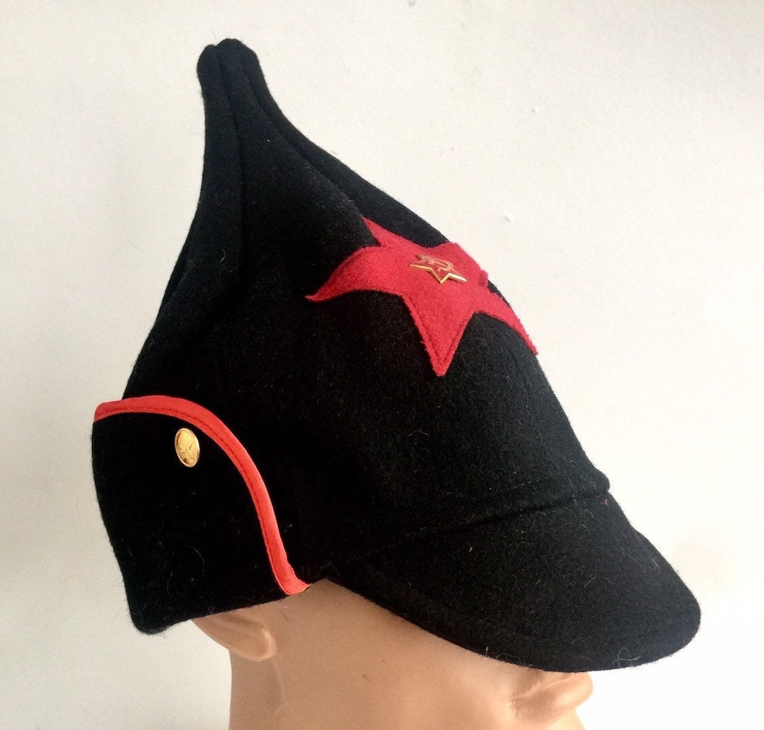 Soviet Military Hat Budenovka Bolshevik Red Army USSR Black Woolen ...