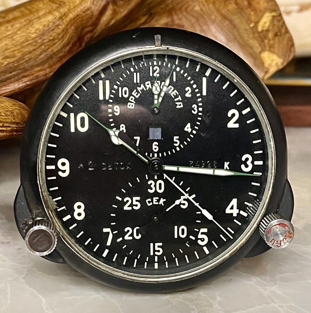 Soviet Military Aircraft Cockpit Clock ACS- 1 Flight Equipment MIG ...