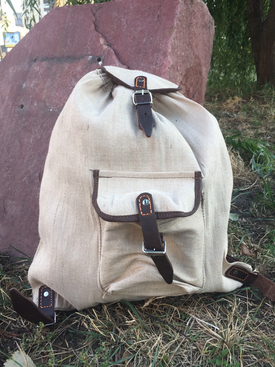 Khaki Vintage Backpack Canvas Soviet Hiking Backpack | Etsy