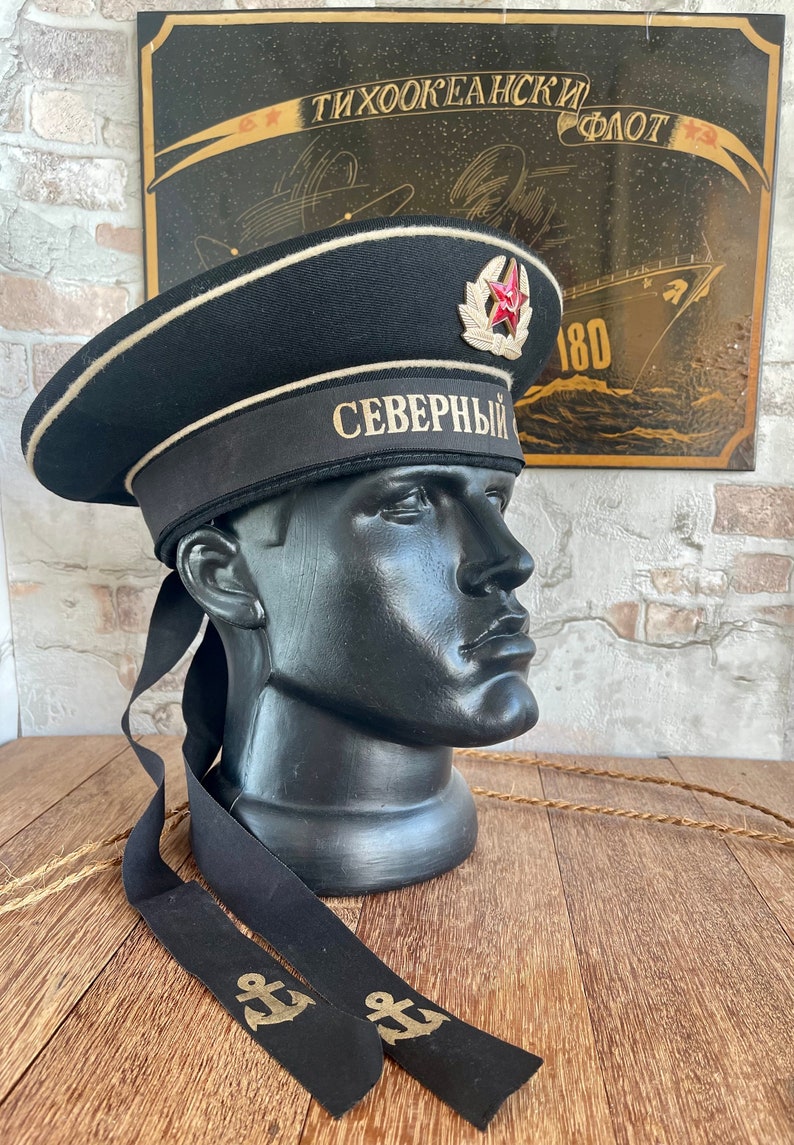 Soviet Navy Cap - Безкозырка - Sailor Hat- Size 53 - North Fleet - USSR ...
