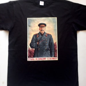 Stalin T-shirt- STALIN Joseph ,soviet Poster, Propaganda ,black T-shirt ...