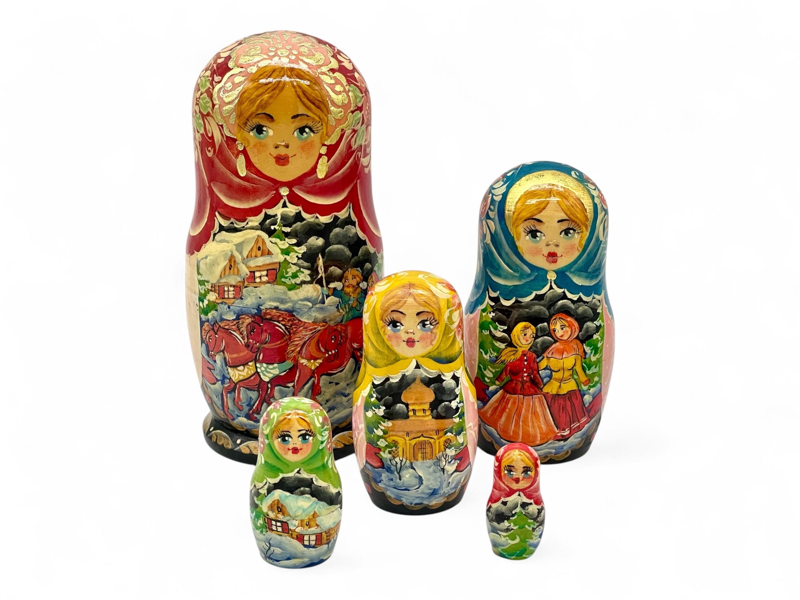 Nesting Doll 17 Cm Stacking Hand Painted Wooden Matryoshka 5 Pcs ...