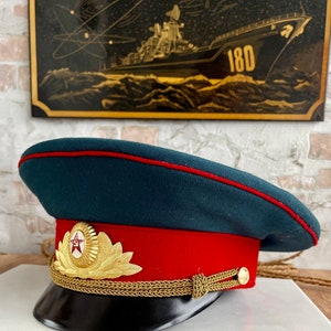 Soviet Vintage Military Commander Visor Cap High Rank Officers Army Hat ...