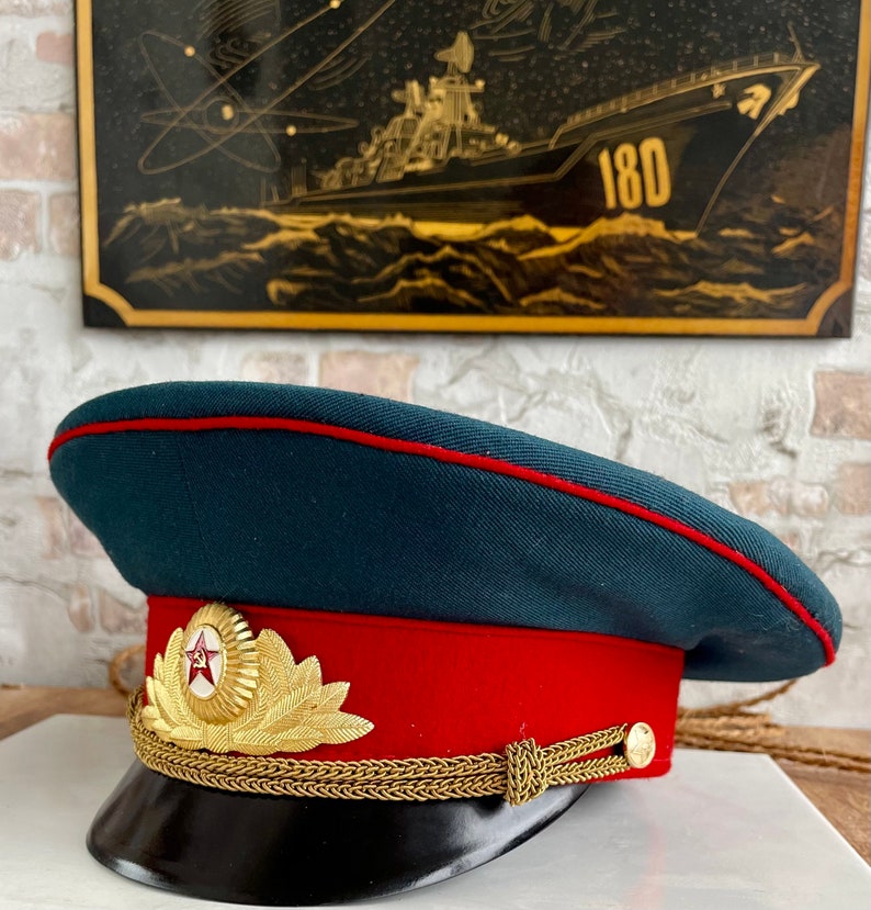 Soviet Vintage Military Commander Visor Cap High Rank Officers Army Hat ...