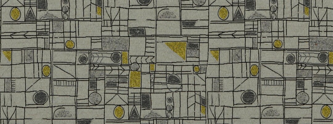 Covington WRIGLEY PYRITE Poly Blend Abstract Yellow Black Drapery Uph ...