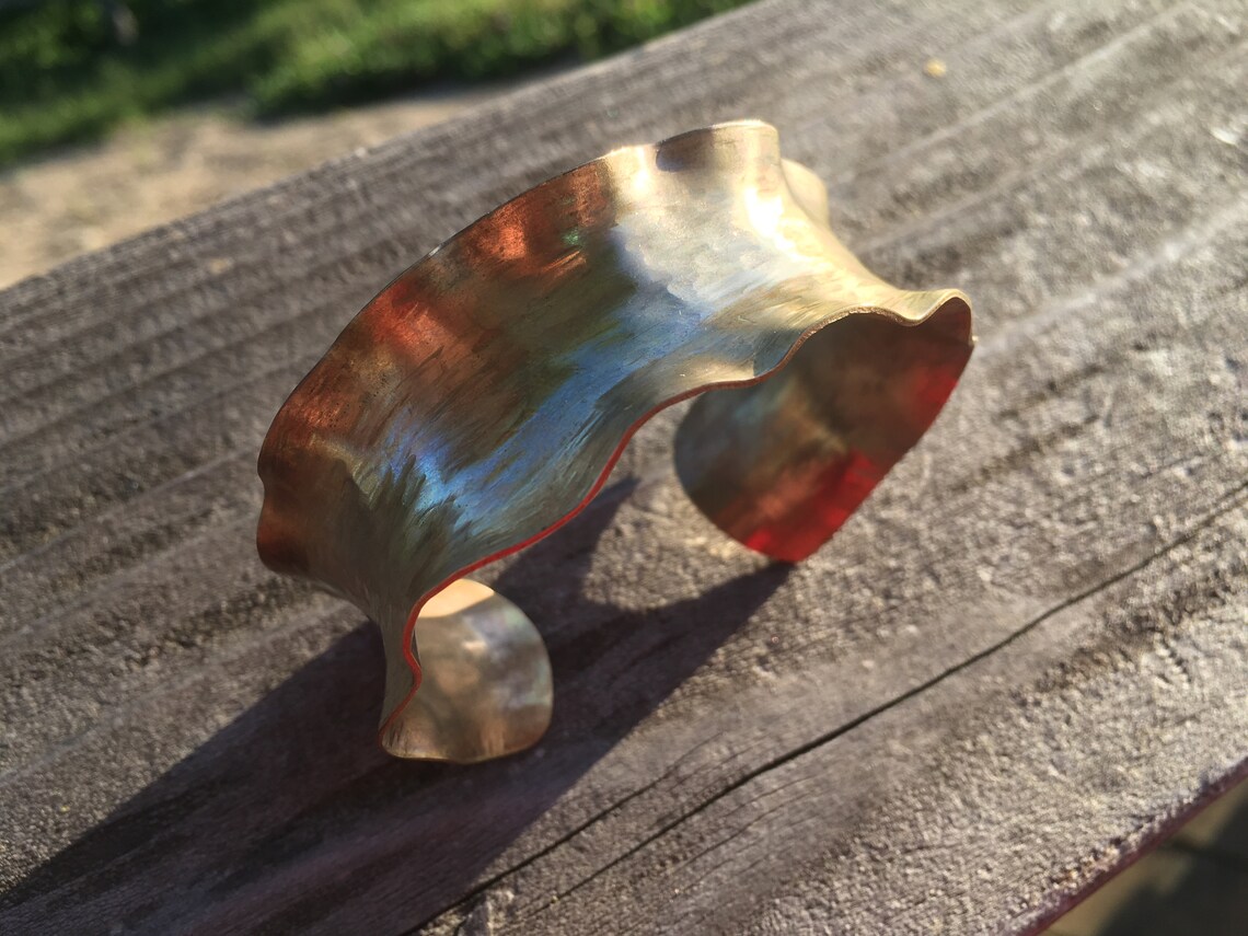 Anticlastic Ruffle Cuff cuffle Brass - Etsy