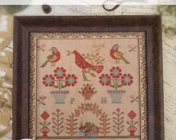 Counted Cross Stitch Pattern Red Bird Sampler Antique - Etsy
