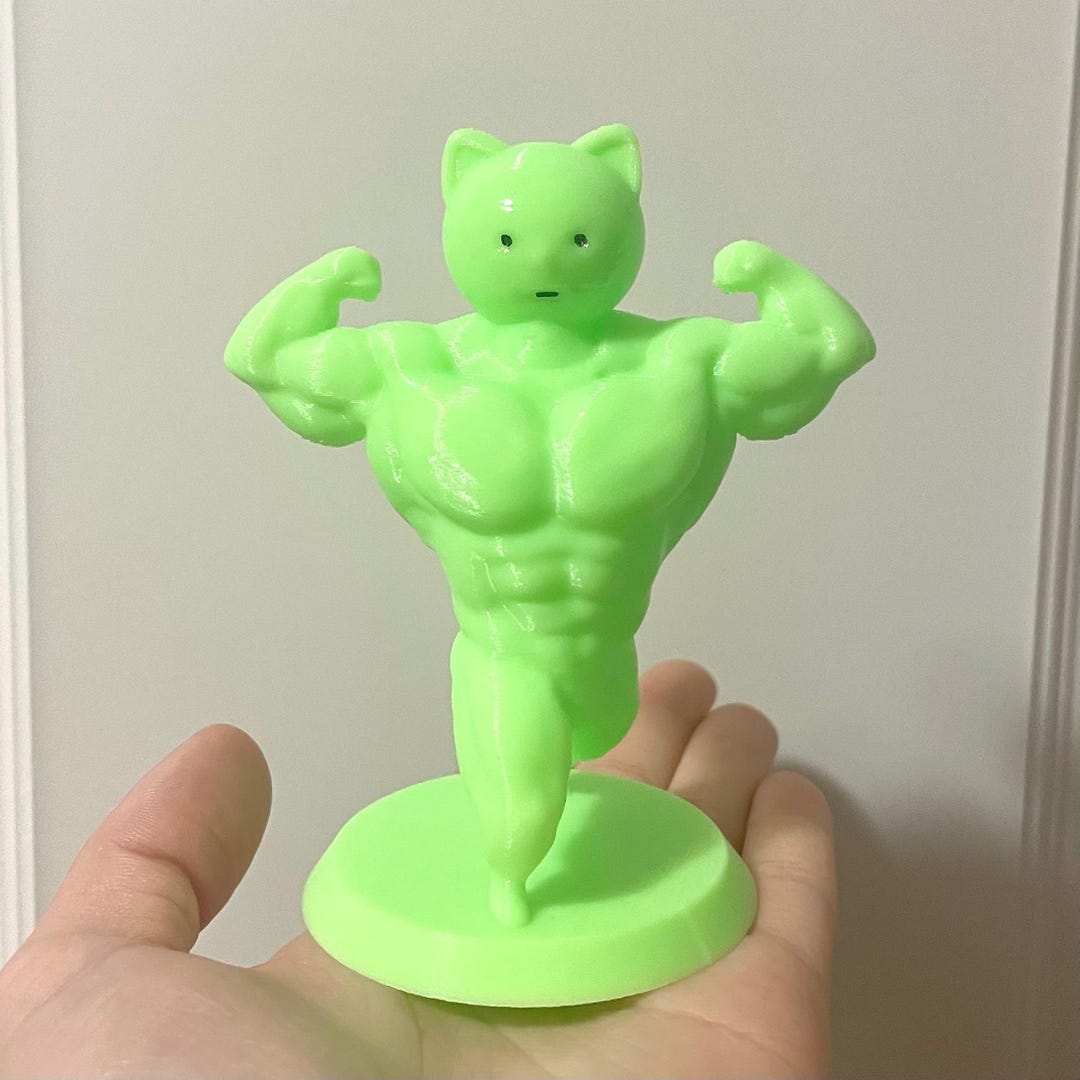 Buff Strong Lucky Cat Smiski GLOW in the DARK Figurine | 3D Printed ...