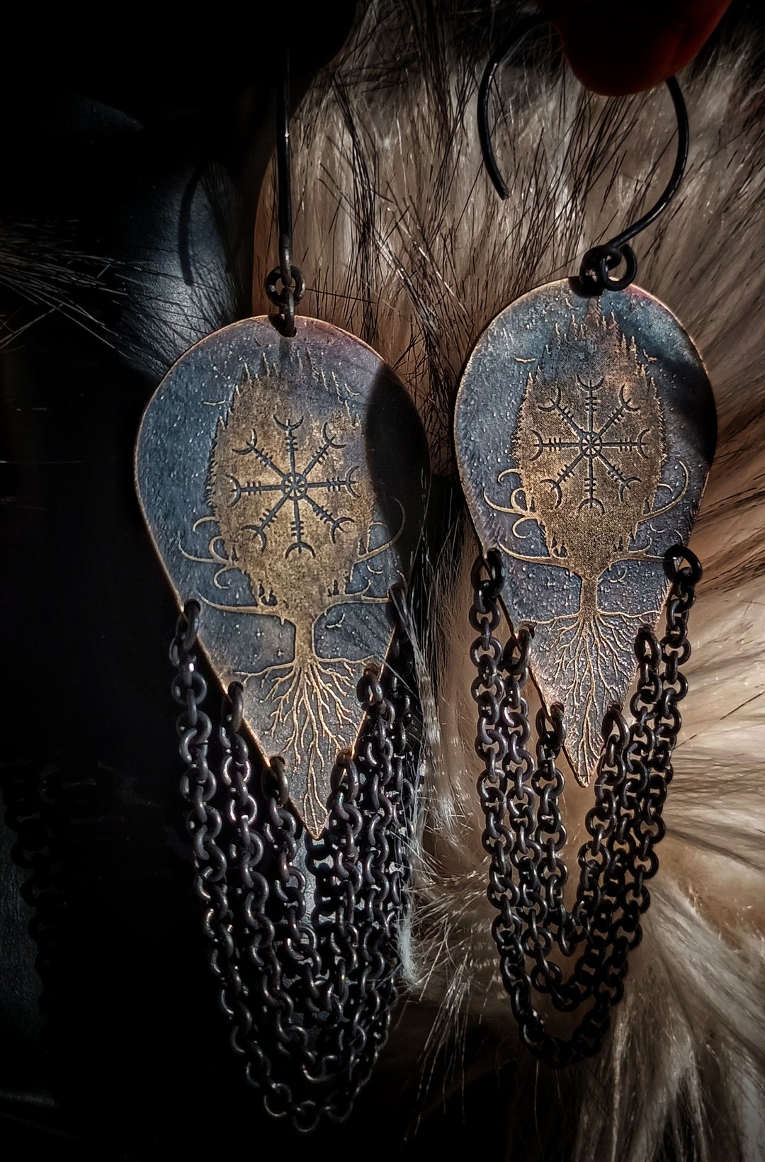 Viking Rune Earrings, Brass Ear Weights, Viking, Shieldmaiden, Pagan ...