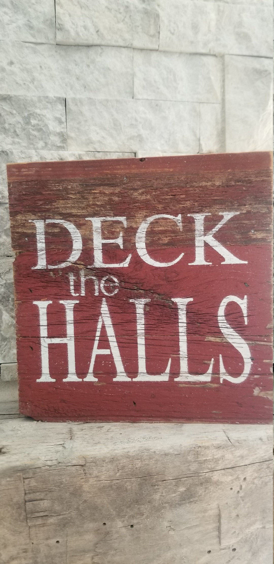 Deck the Halls 6x6 Reclaimed Wood Sign - Etsy