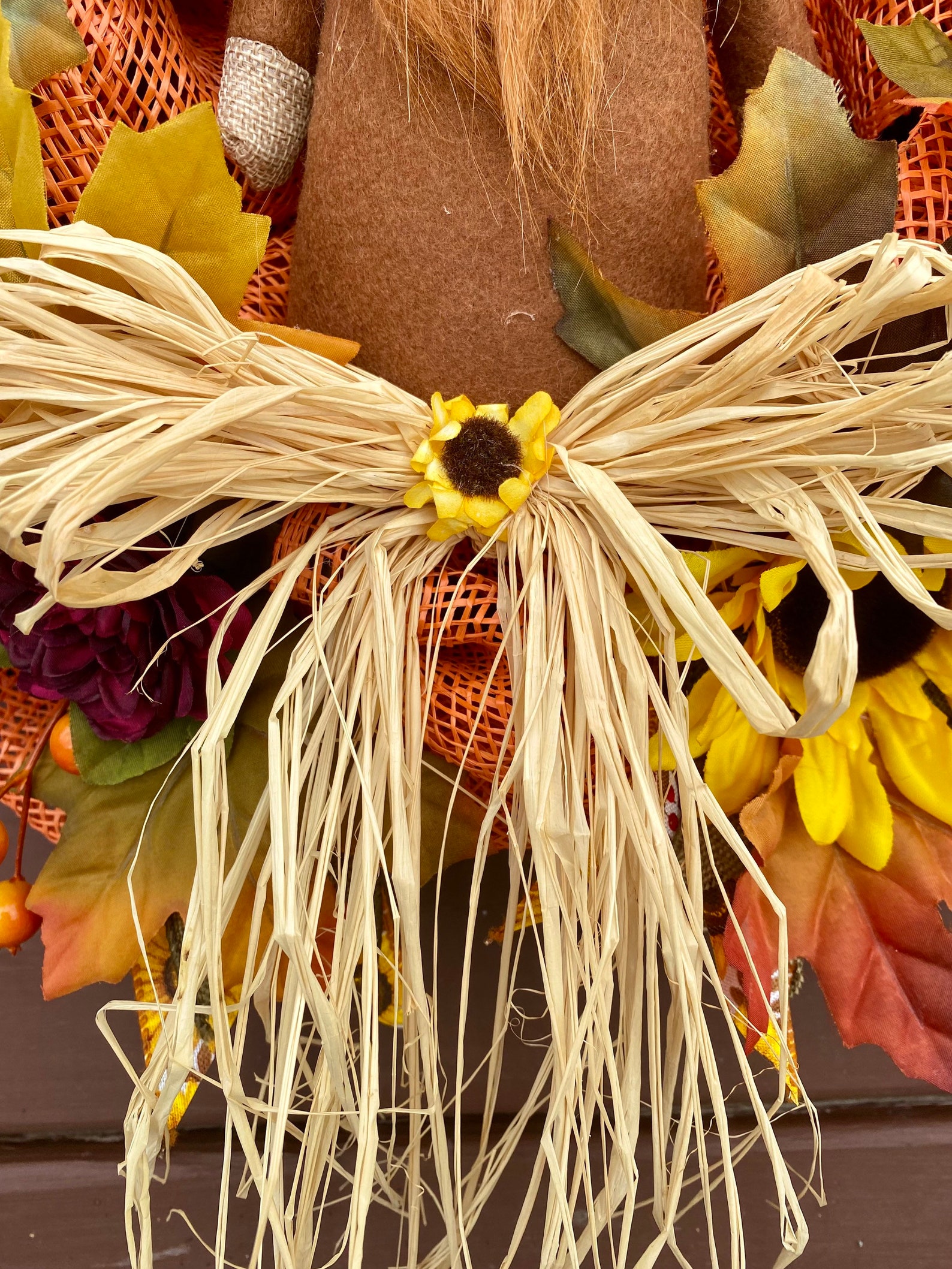 Fall Gnome Sunflower Door Hanger Orange Deco Mesh Burlap - Etsy