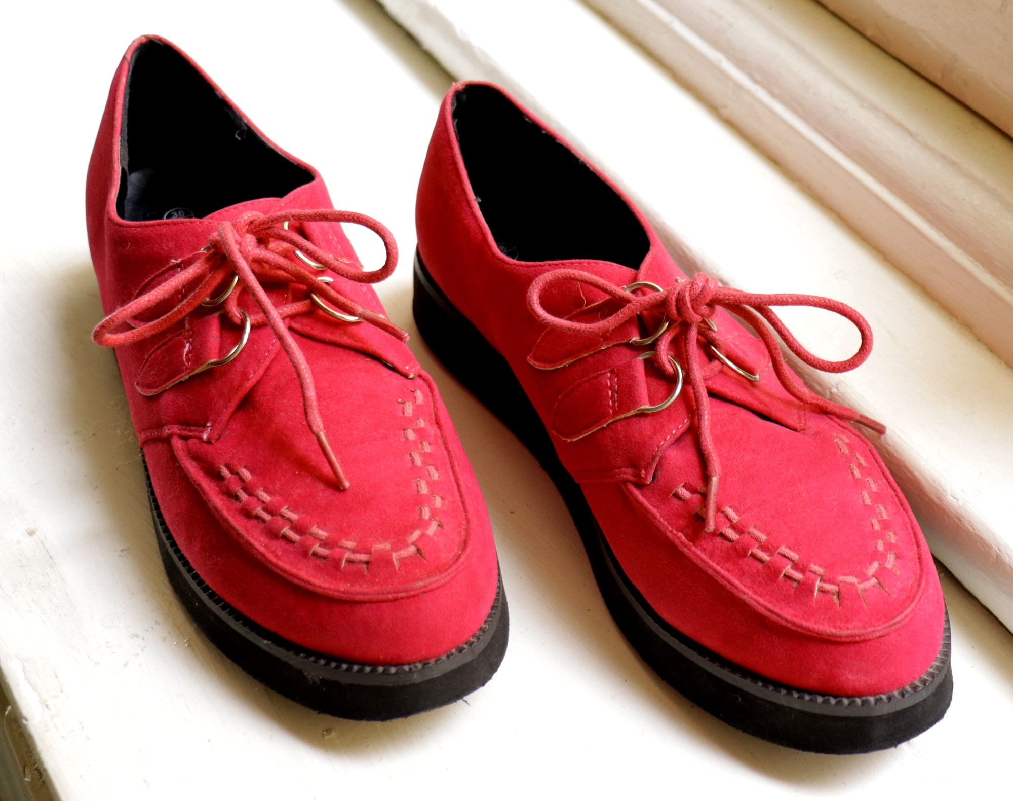 Pink Suede Creepers Women's Shoes / Pink Flat Platform Shoes - Etsy