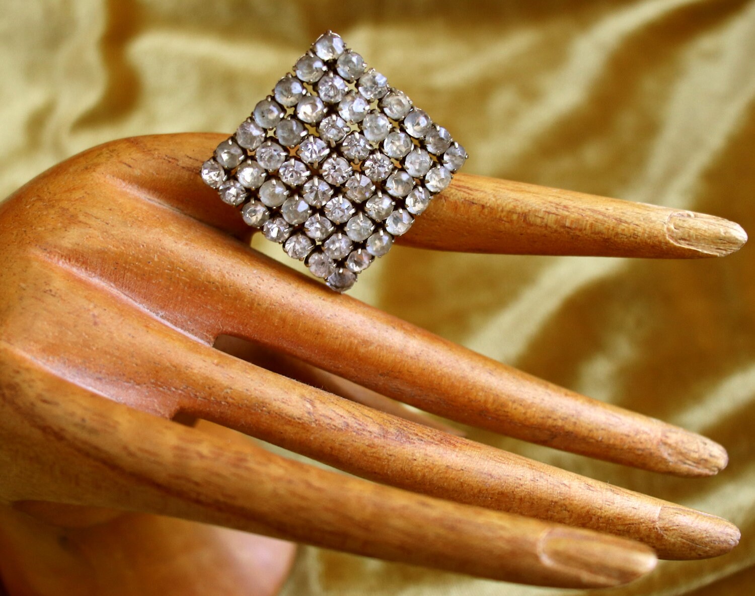 Art Deco Squared Hat Pin With Rhinestones - Etsy