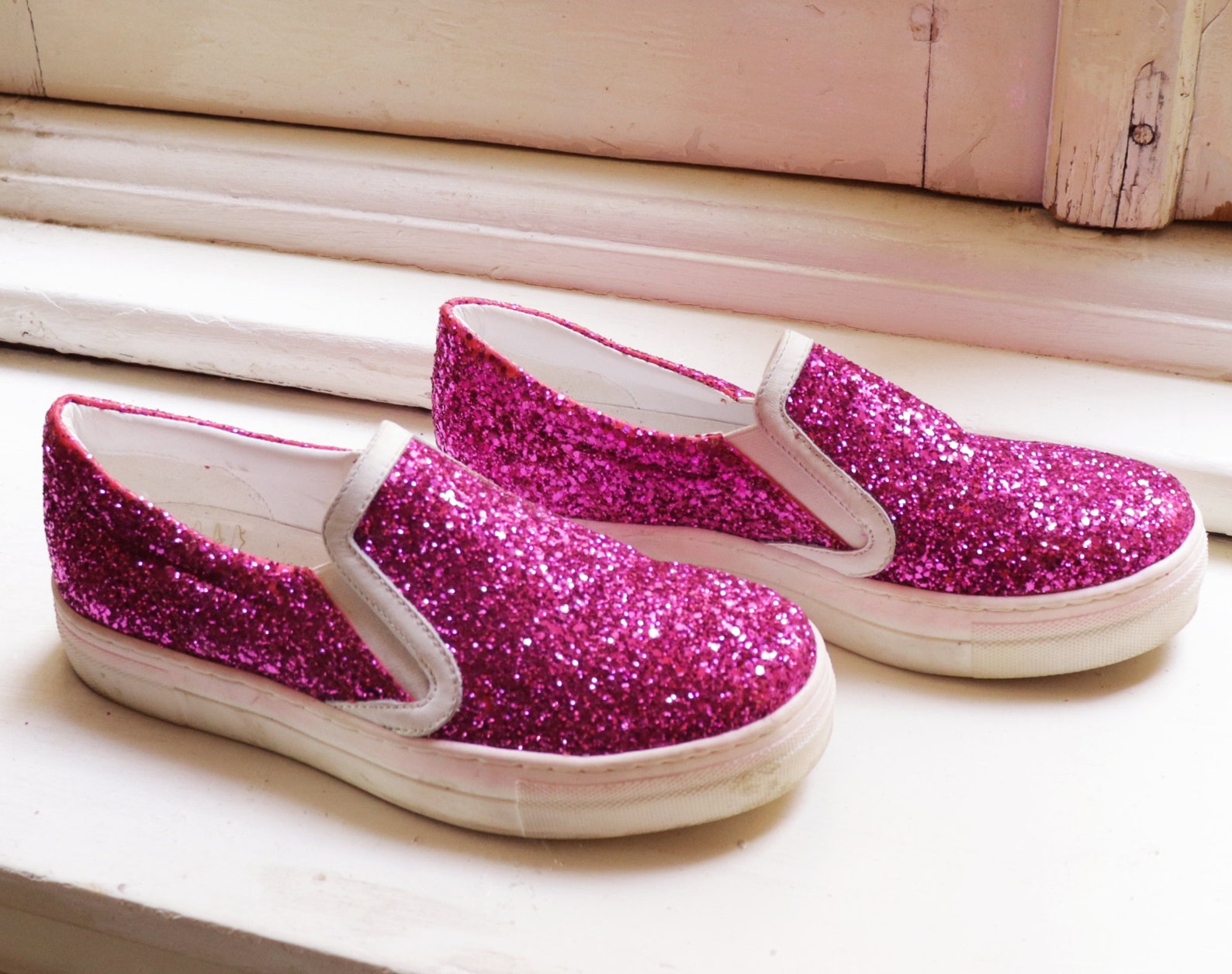 Cult Pink Glitter Platform Sneakers / Cult Trainers / Glittered Shoes ...