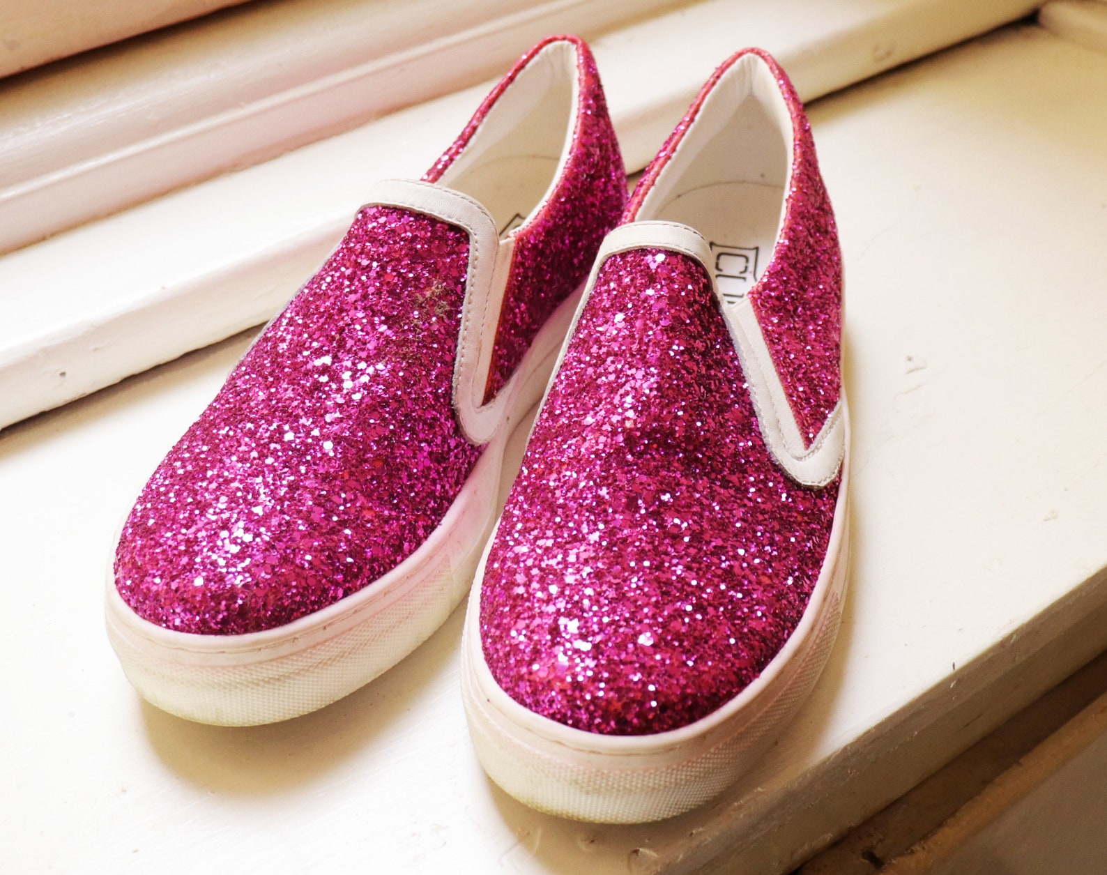 Cult Pink Glitter Platform Sneakers / Cult Trainers / Glittered Shoes ...