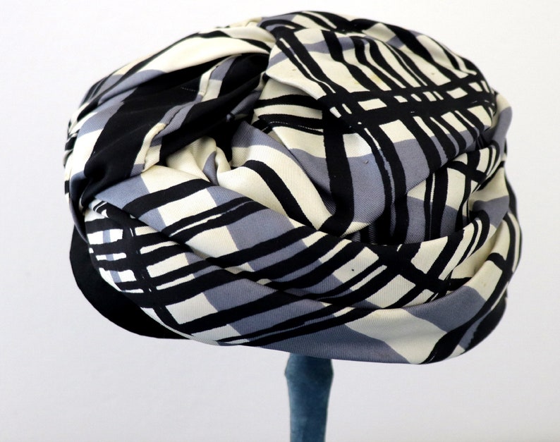1950's Vintage Satin Beret / Midcentury Vintage Black , Grey, White ...