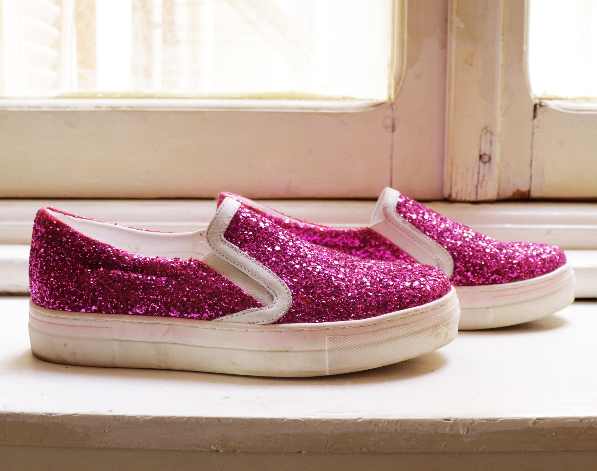 Cult Pink Glitter Platform Sneakers / Cult Trainers / Glittered Shoes ...
