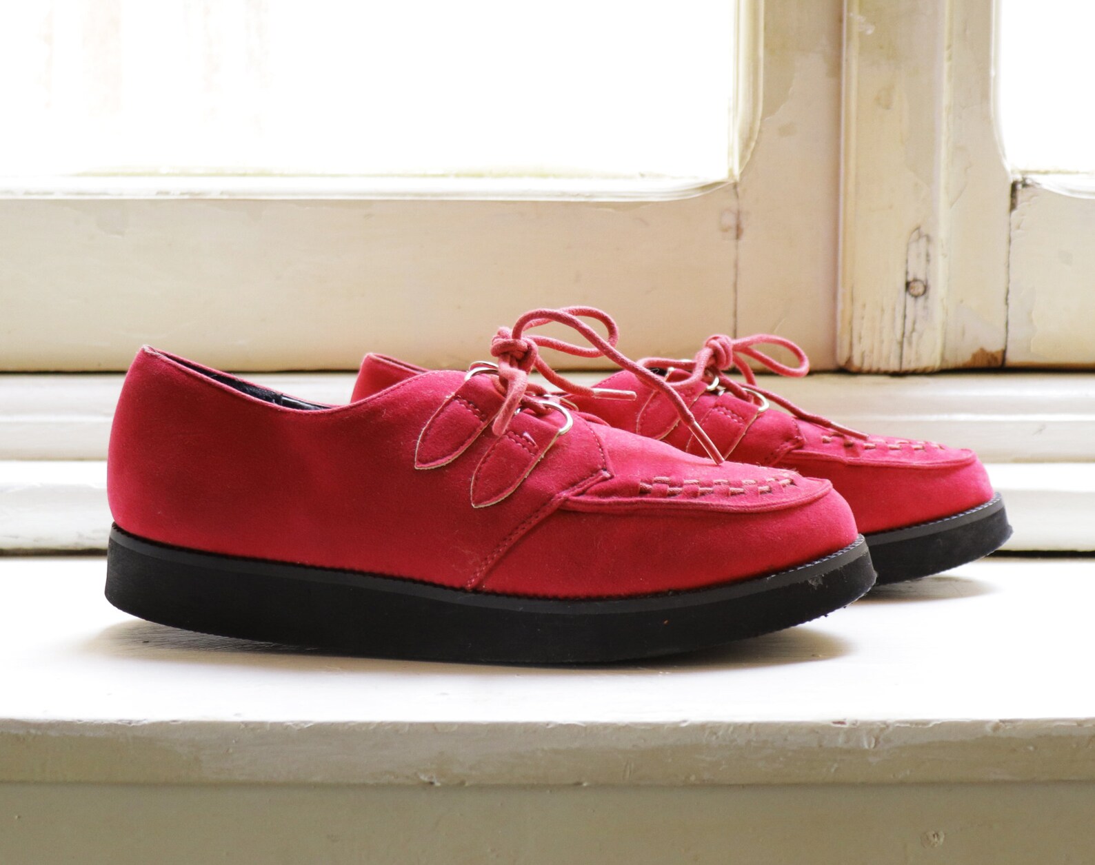 Pink Suede Creepers Women's Shoes / Pink Flat Platform Shoes - Etsy