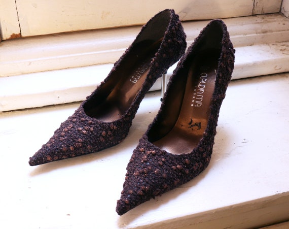 Bronze Stiletto Pointed Toe Lace Pumps Women's Elegant - Etsy