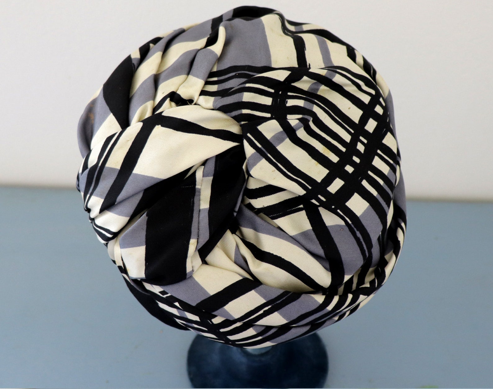 1950's Vintage Satin Beret / Midcentury Vintage Black , Grey, White ...
