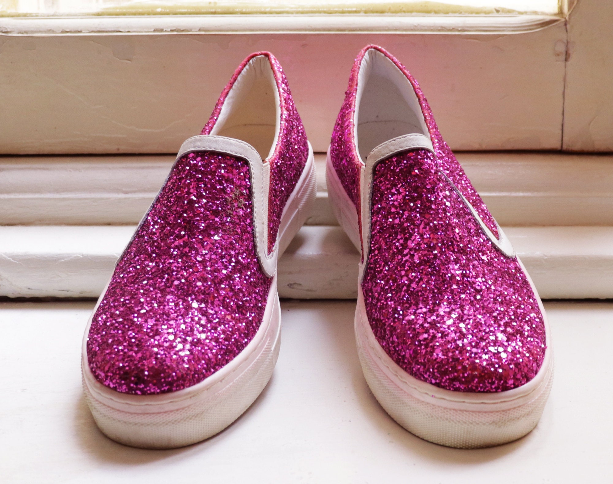 Cult Pink Glitter Platform Sneakers / Cult Trainers / Glittered Shoes ...