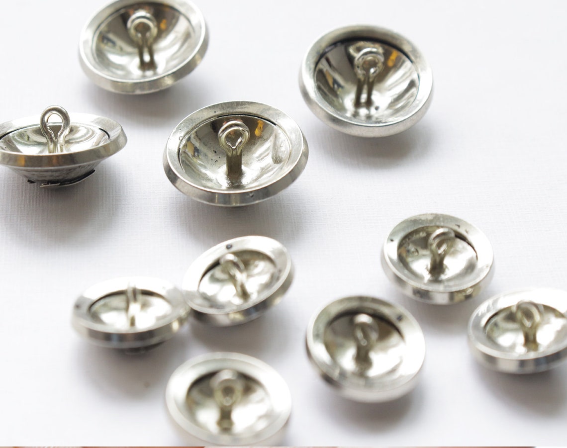 Anchor Marine Vintage Silver Metal Shank Buttons / Set of 4 Big and 6 ...