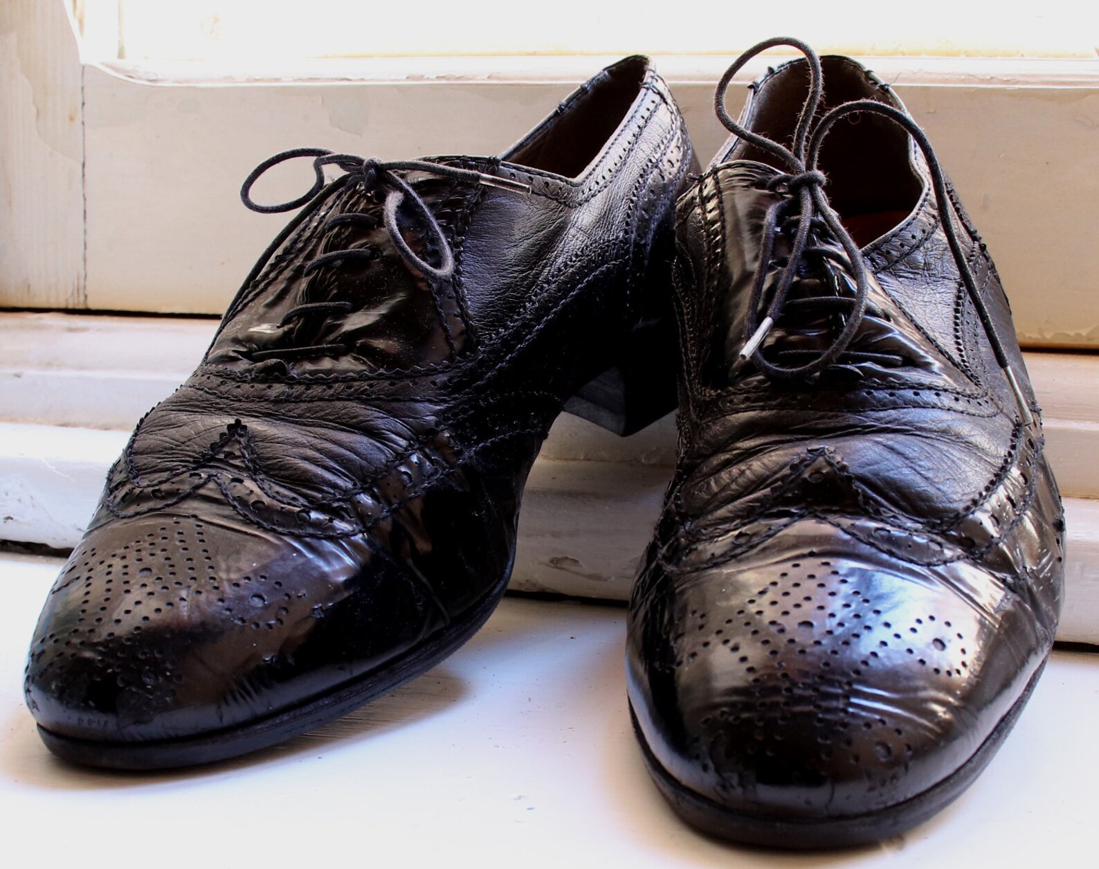 Wingtips/ Oxford Vintage Classy Black Leather Men's Shoes - Etsy