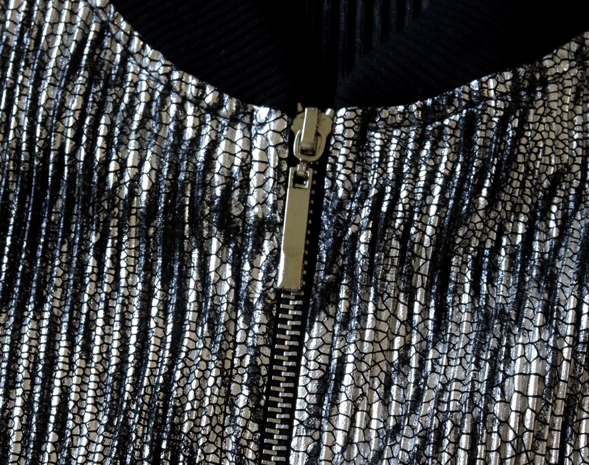 Silver Metal Bomber Women Jacket / Metallic Streetwear Jacket / Glam ...