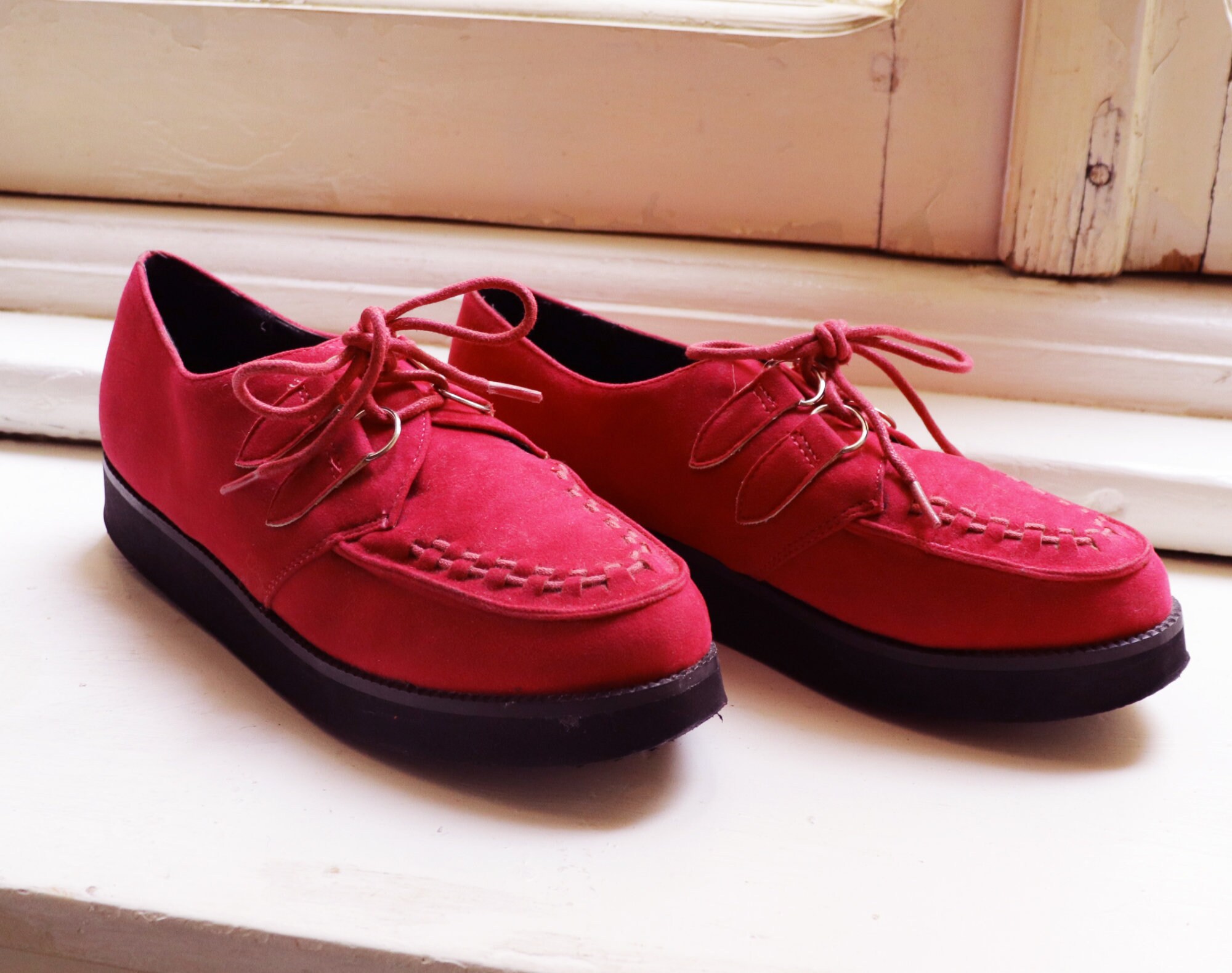 Pink Suede Creepers Women's Shoes / Pink Flat Platform Shoes - Etsy