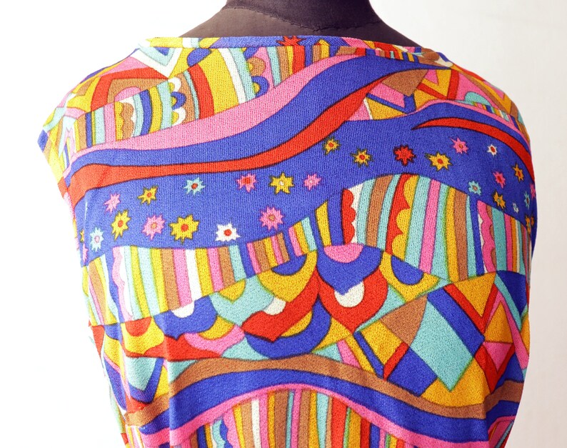 Vintage 1960's Jersey Psychedelic Fit and Flare Dress / - Etsy