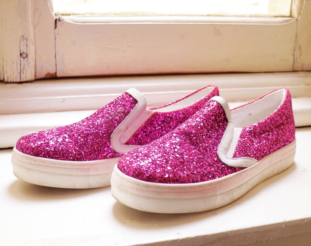 Cult Pink Glitter Platform Sneakers / Cult Trainers / Glittered Shoes ...