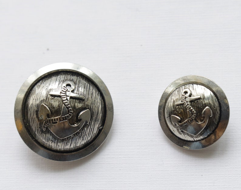 Anchor Marine Vintage Silver Metal Shank Buttons / Set of 4 Big and 6 Small Shank Buttons - Etsy