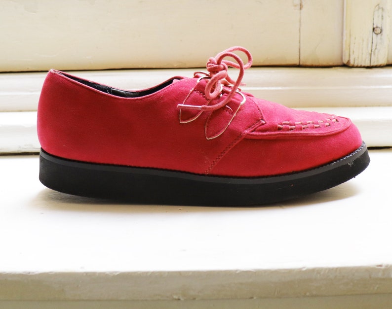 Pink Suede Creepers Women's Shoes / Pink Flat Platform Shoes - Etsy