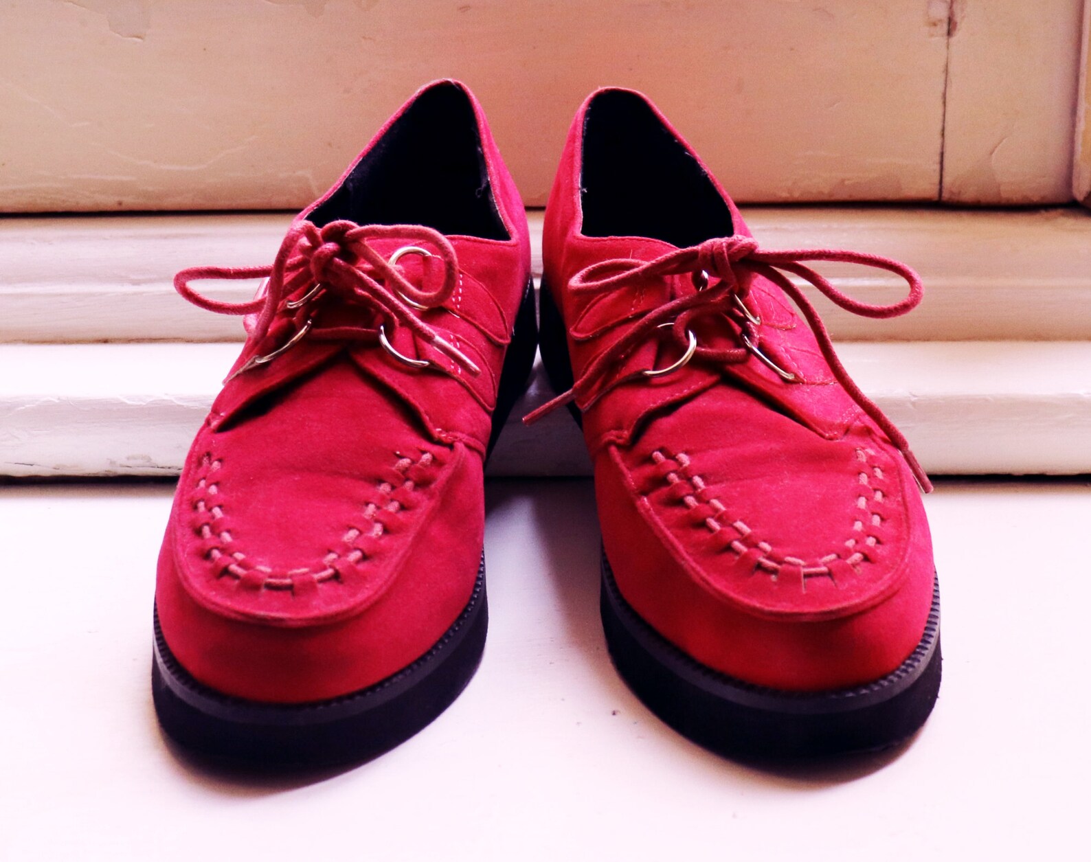 Pink Suede Creepers Women's Shoes / Pink Flat Platform Shoes - Etsy