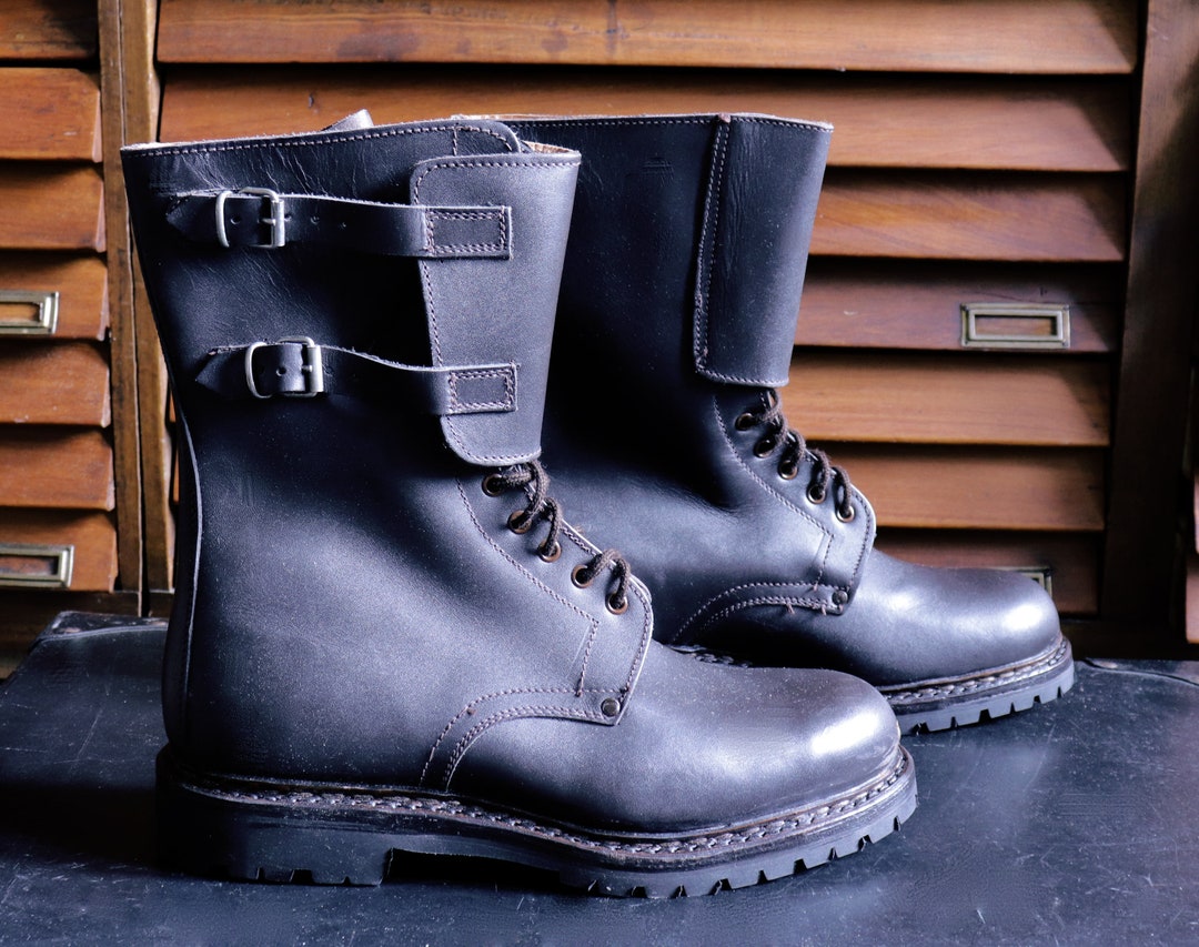 Black Leather Combat Boots, Military Black Leather Boots, Vibram Roccia ...