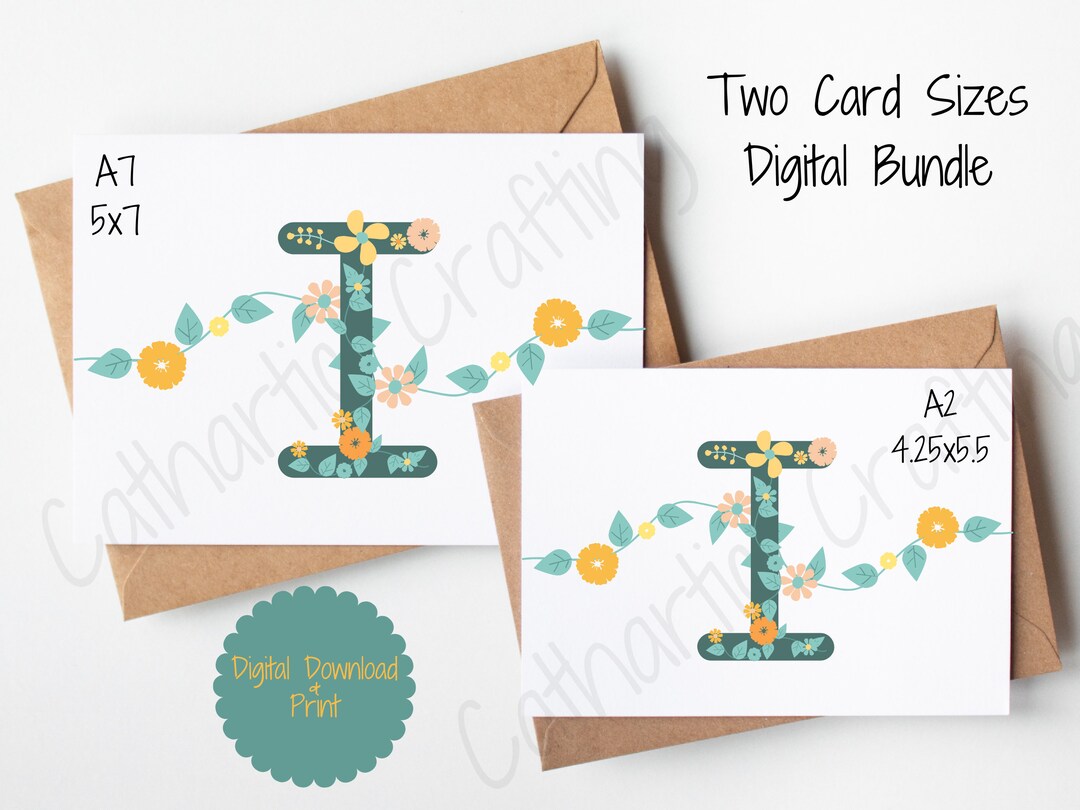 Digital Letter I Blank Note Card - Etsy