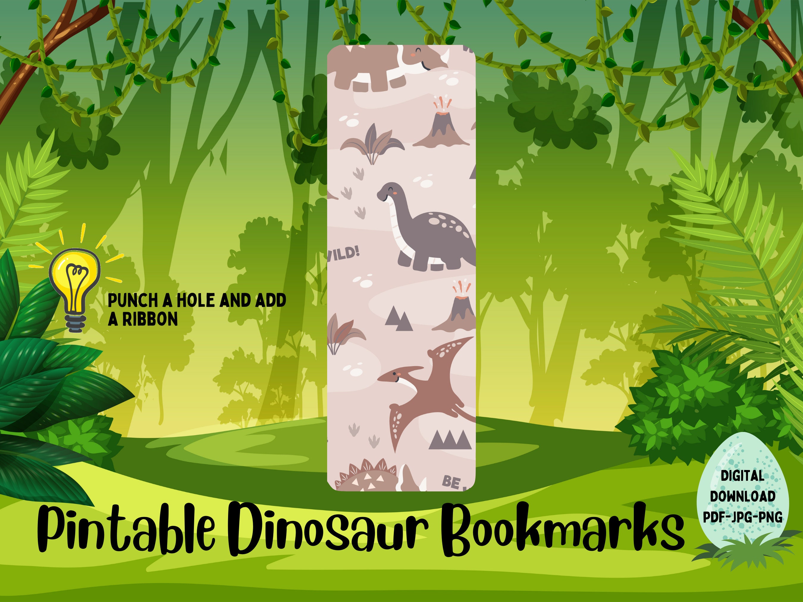 Printable Bookmarks for Kids Dinosaur Printable Bookmarks - Etsy