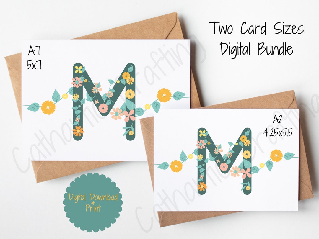 Digital Letter M Blank Note Card - Etsy