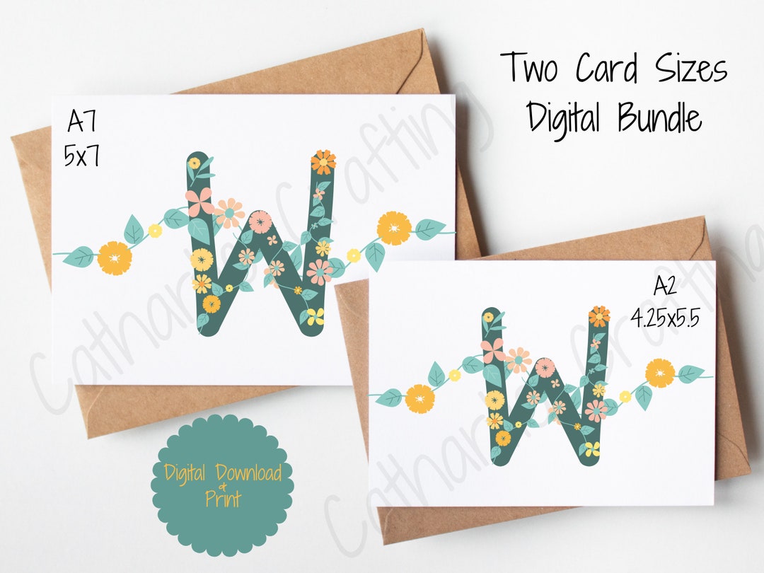 Digital Letter W Blank Note Card - Etsy