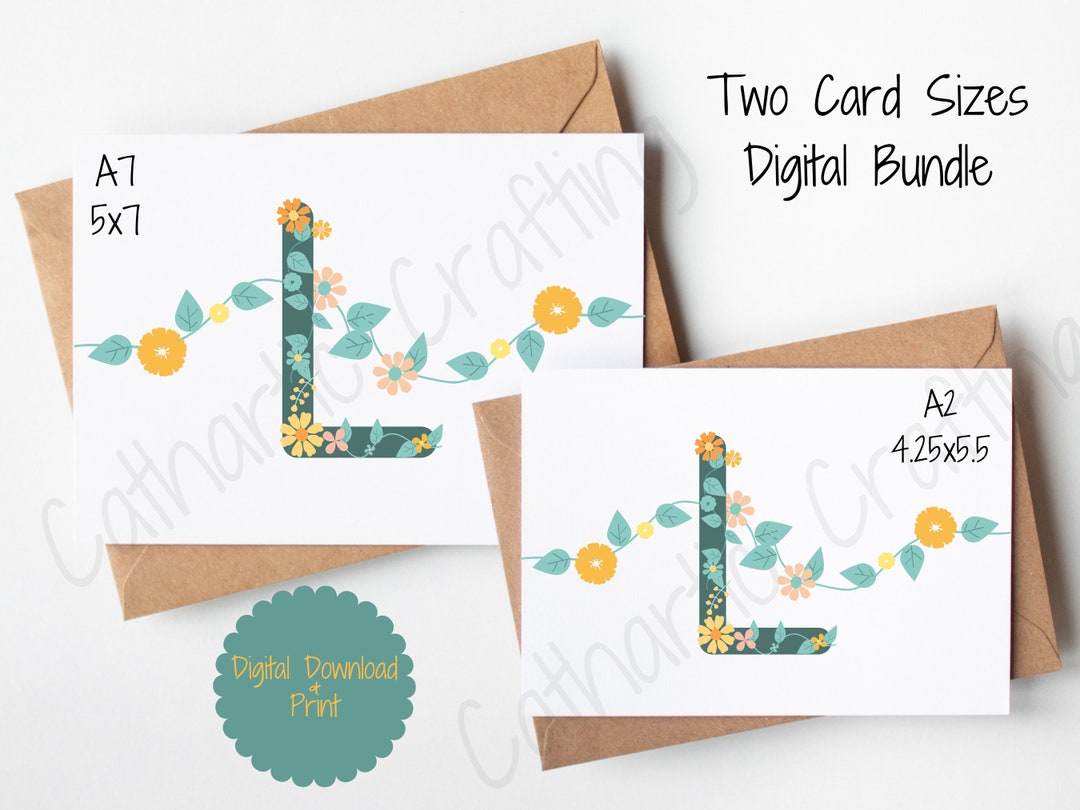 Digital Letter L Blank Note Card - Etsy