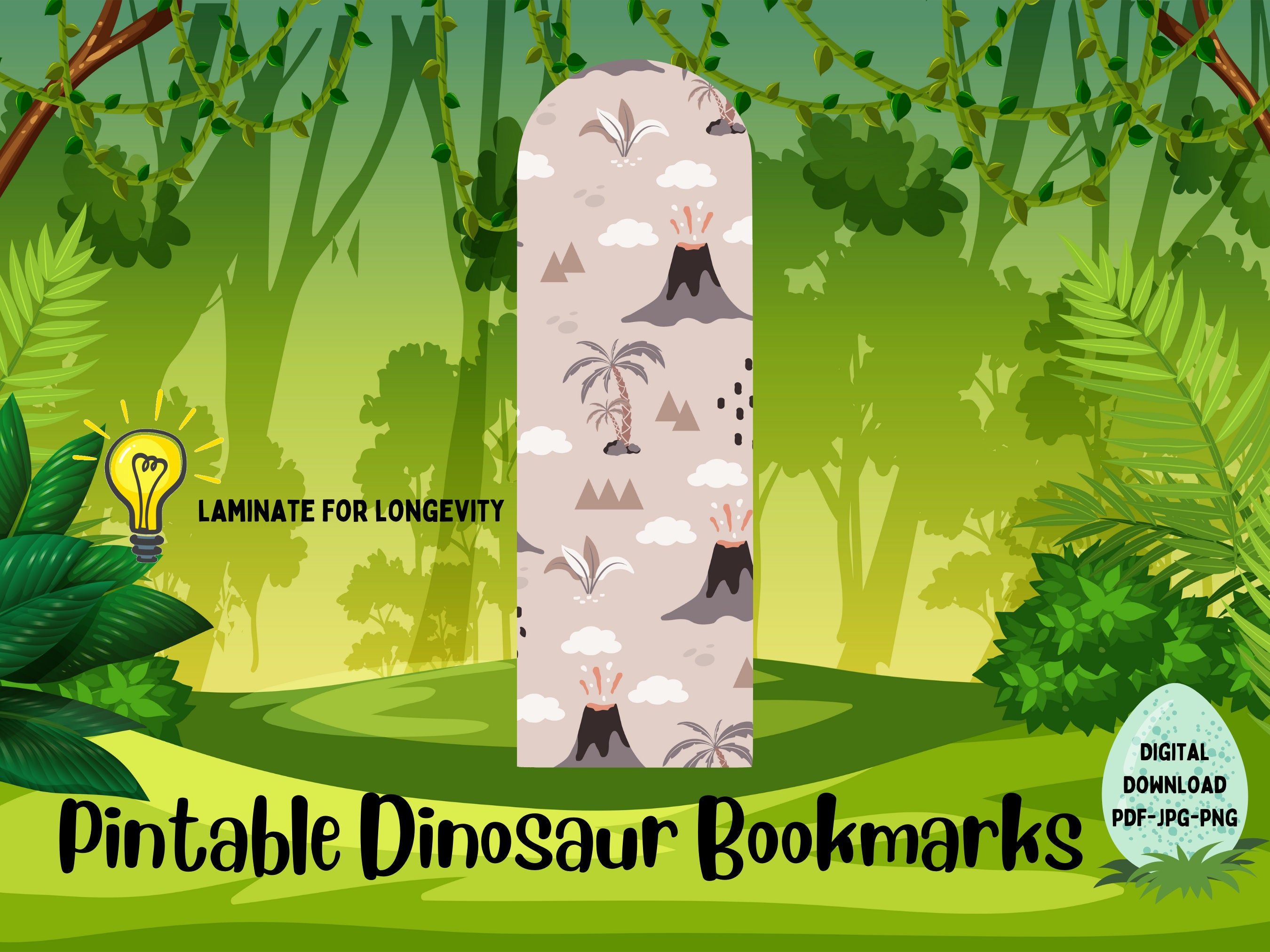Printable Bookmarks for Kids, Dinosaur Printable Bookmarks, 2x6 ...