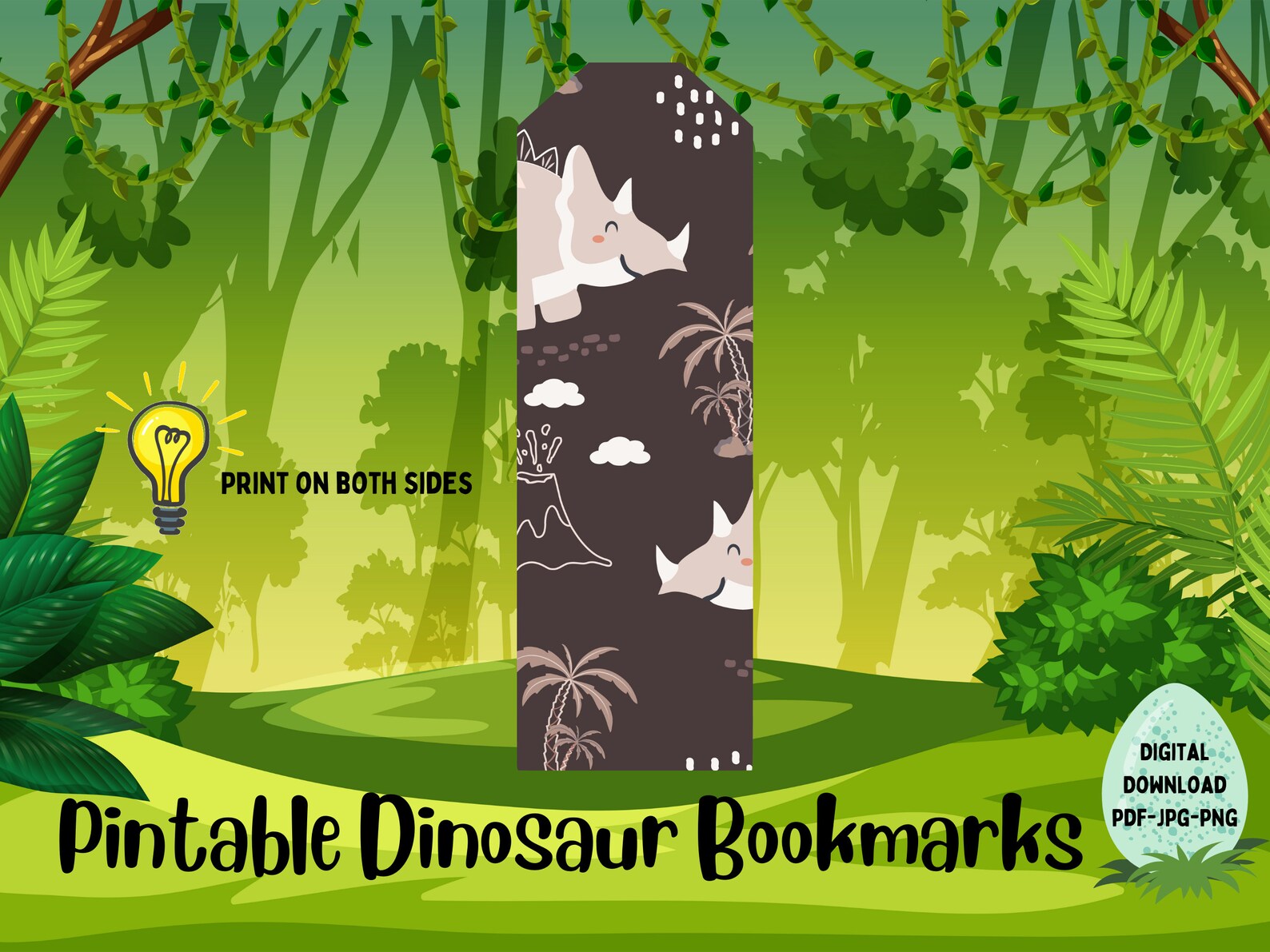 Printable Bookmarks for Kids, Dinosaur Printable Bookmarks, 2x6 ...