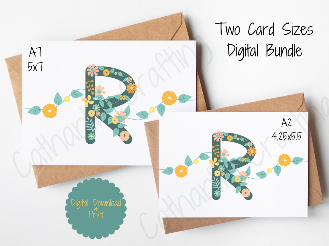 Digital Letter R Blank Note Card - Etsy