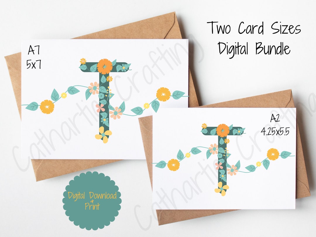 Digital Letter T Blank Note Card - Etsy