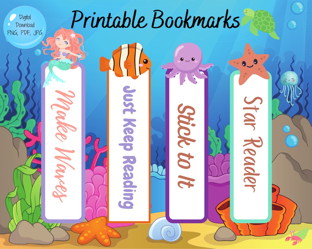 Printable Bookmarks for Kids, Under the Sea Bookmarks, Cute Printable ...