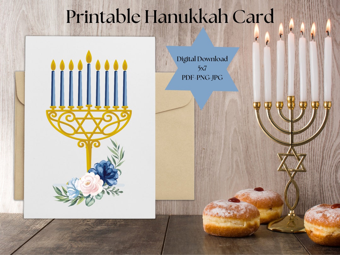 Printable Hanukkah Card, Jewish Celebration Card, Print at Home Jewish ...