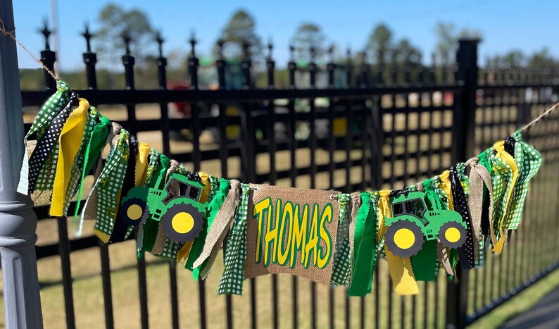 Personalized Farm Tractor Rag Ribbon Garland Banner John Deer - Etsy