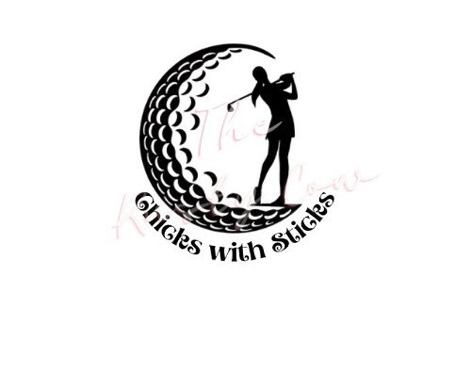 Chicks With Sticks Golf Decal, Womens Golf Cart Decal, Lady Golfer ...
