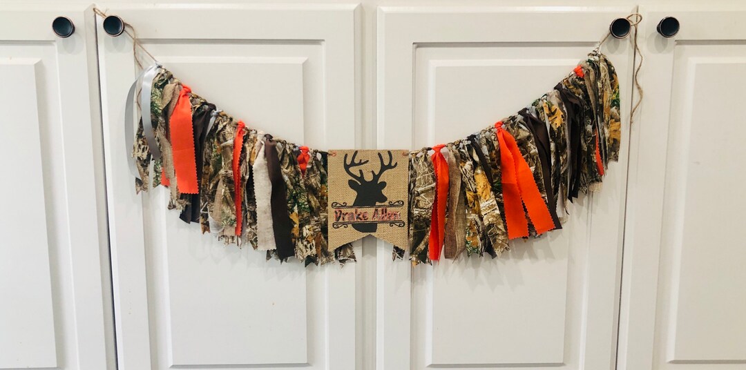 Camo Deer Rag and Ribbon Banner, Camo High Chair Decor, Realtree ...